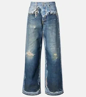 Mixed Media Wide Leg Jeans
