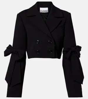 GANNI Double-breasted Cropped Blazer