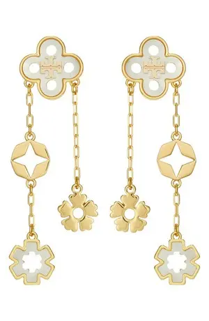 Tory Burch Forget Me Not Drop Earrings - Tory Gold/mother Of Pearl
