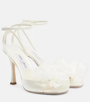 JIMMY CHOO Mimmi Ivory Satin Sandals - White