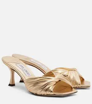 Jimmy Choo Gold Tone Mules Clogs For Women