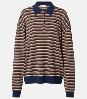 Miu Miu Striped Virgin Wool Polo Sweater