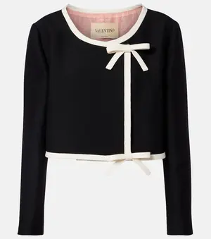 Valentino Garavani Crepe Couture Bow-detail Cropped Jacket - Black