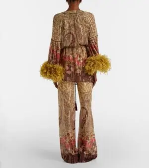 Valentino Garavani Printed Silk-blend Wide-leg Pants - Multicoloured