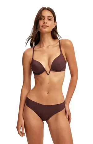 Cotton:on V Wire Lightly Lined Bra - Chocolate Plum