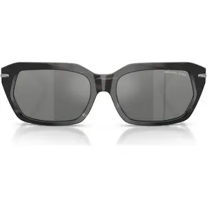 Michael Kors 57mm Mirrored Rectangular Sunglasses - Black Horn/black Mirror