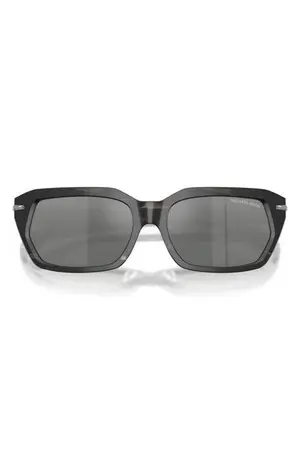 Michael Kors 57mm Mirrored Rectangular Sunglasses