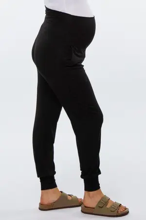 PINKBLUSH Maternity Jogger Pants With Side Pockets - Black