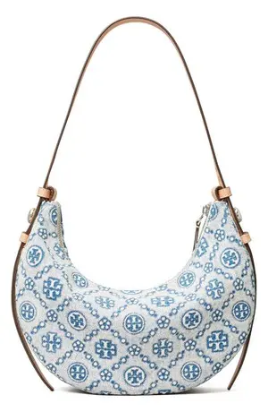 Tory Burch Romy Denim Half Moon Shoulder Bag