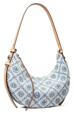 Tory Burch Romy Denim Half Moon Shoulder Bag