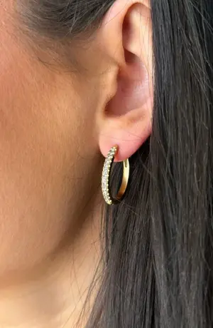 CUFFED BY NANO Rocky Stone Oval Hoop Earrings