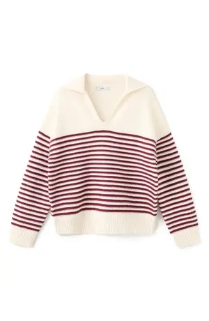 Mango Striped Johnny Collar Sweater