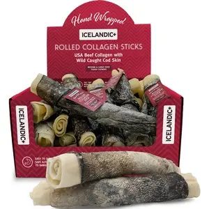 ICELANDIC+ 8 Inch Rolled Collagen Stick With Beef And Cod Skin 18 Pack - Multicolored