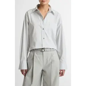 Vince Cropped Cotton Shirt - Light Grey