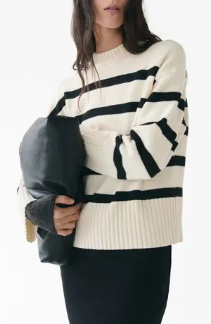 Mango Castello Stripe Sweater - Ecru
