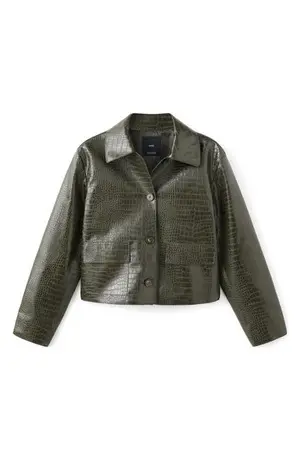 Mango Nilo Croc Embossed Faux Leather Jacket