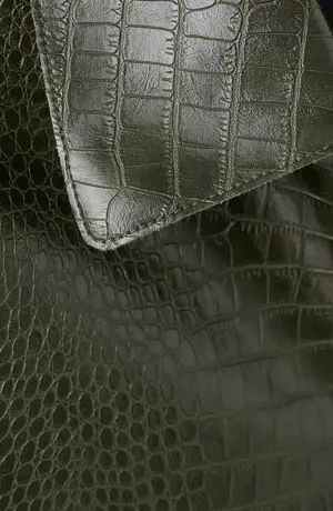 Mango Nilo Croc Embossed Faux Leather Jacket