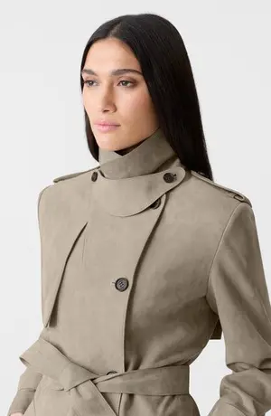 Mackage Double-breasted Suede Trench Coat