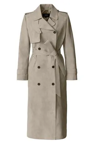 Mackage Double-breasted Suede Trench Coat