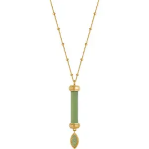 KARMA AND LUCK Guardian Spirit Jade Evil Eye Necklace - Gold/pastel Green