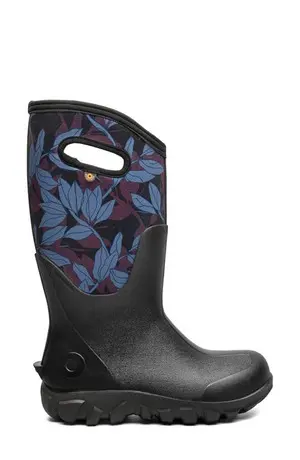 Bogs Classic Seamless Tall Rain Boots - Black/blue Leaves Multi