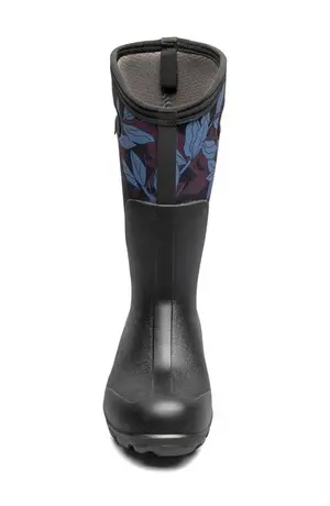 Bogs Classic Seamless Tall Rain Boots - Black/blue Leaves Multi