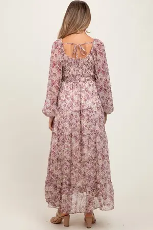 PINKBLUSH Floral Chiffon Maternity Maxi Dress