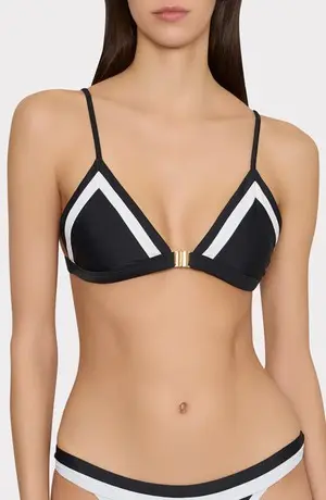 MILLY Positano Colorblock Bikini Top - Black Multi