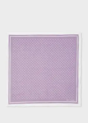 Paul Smith Mauve Cotton Polka Dot Pocket Square