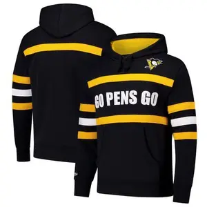 Mitchell & Ness Pittsburgh Penguins Head Coach Slogan Pullover Hoodie - Black