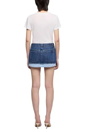 7 For All Mankind Layered Denim Mini Skirt