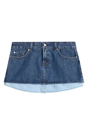 7 For All Mankind Layered Denim Mini Skirt