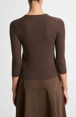 Vince Cashmere & Silk Knit Sweater - Bark