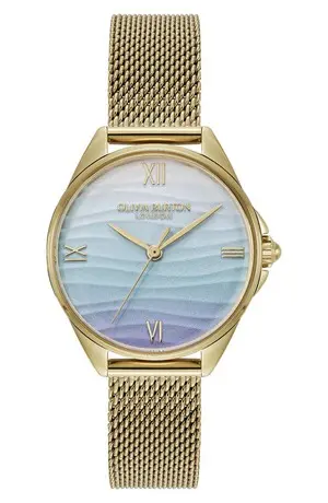 OLIVIA BURTON Azure Mesh Strap Watch - Gold