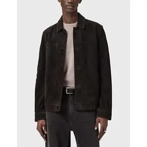 ALLSAINTS Nates Suede Button-down Jacket - Tanner Black