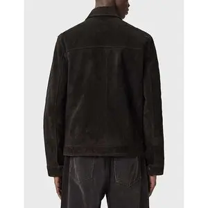 ALLSAINTS Nates Suede Button-down Jacket - Tanner Black