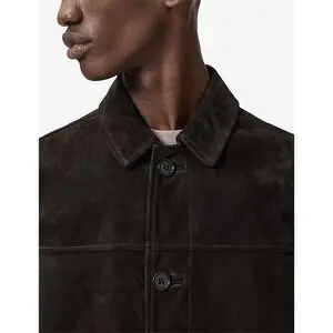 ALLSAINTS Nates Suede Button-down Jacket - Tanner Black
