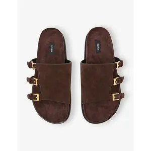 REISS Lauren Buckle Suede Sandals