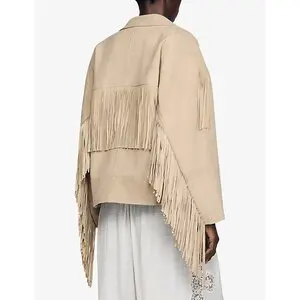Sandro Oversized Fringed Suede Jacket