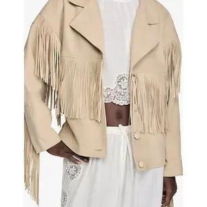 Sandro Oversized Fringed Suede Jacket