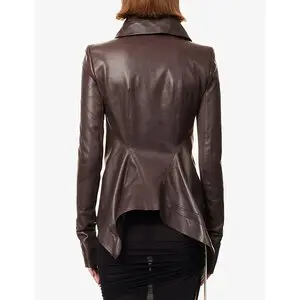 Rick Owens Naska Funnel-neck Leather Biker Jacket