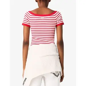 Maje Striped Boat-neck Cotton-blend Top