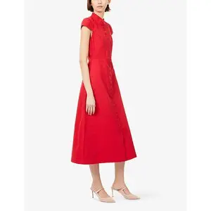 DESTREE Amoako Button-front Cotton Midi Dress