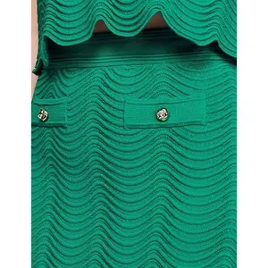 Sandro Knitted Mini Skirt With Scalloped Hem - Emeuraude Green