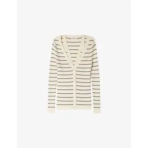 Sandro Striped Ribbed Knitted Cardigan
