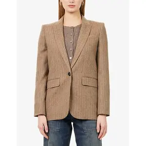 ME+EM Pinstripe Sharp-shoulder Stretch-woven Blazer