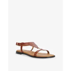 DUNE Laith T-bar Leather Flat Sandals