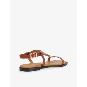 DUNE Laith T-bar Leather Flat Sandals