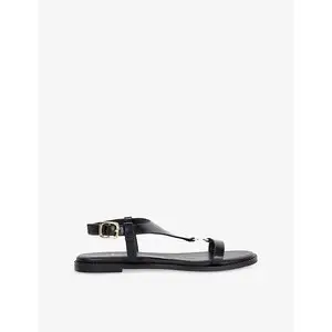 DUNE Laith T-bar Leather Flat Sandals