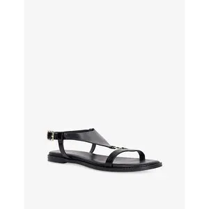 DUNE Laith T-bar Leather Flat Sandals